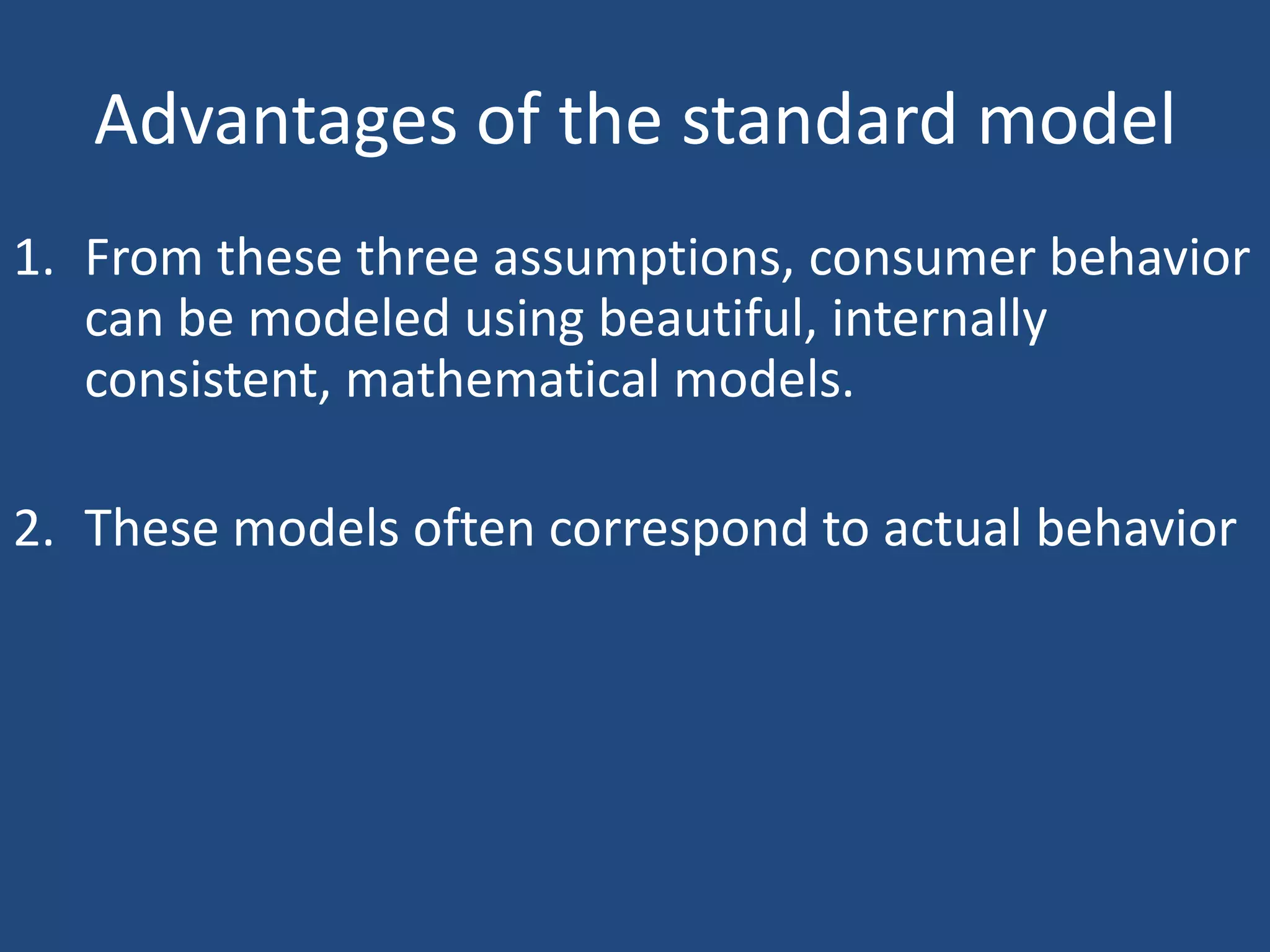 The standard (neo-classical) model of consumer behavior | PPTX