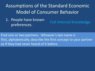 The standard (neo-classical) model of consumer behavior | PPT