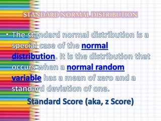 Standard Normal Distribution (Education) | PPT
