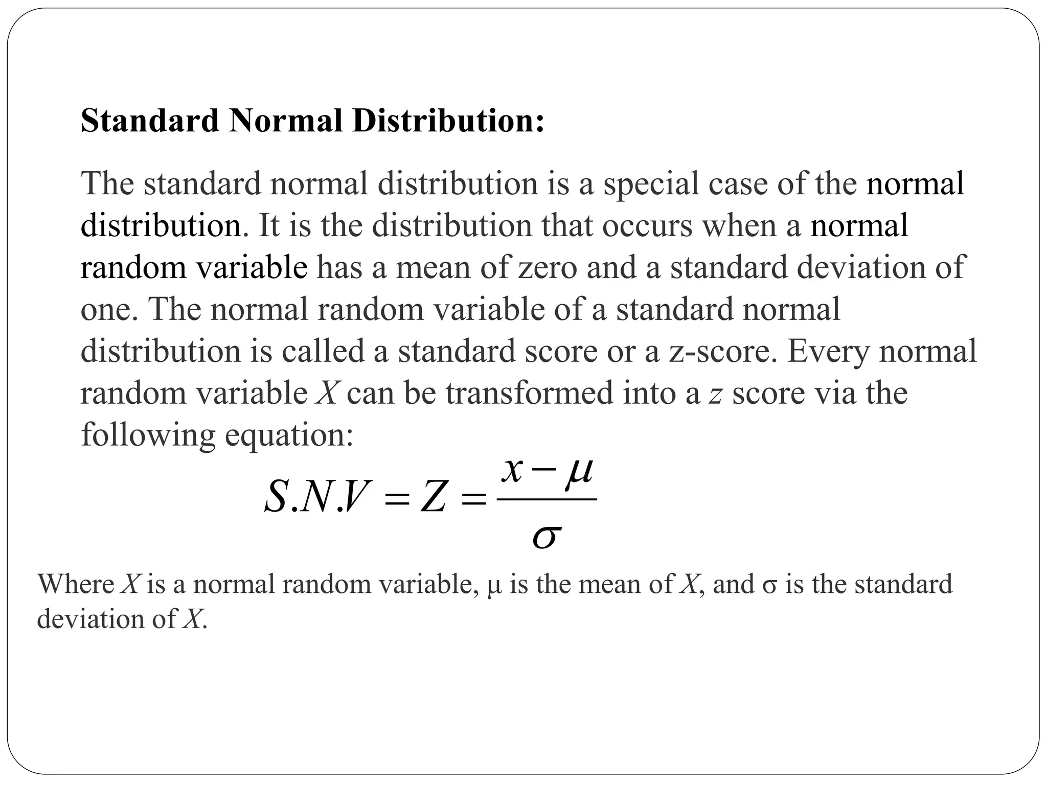 Standard normal distribution | PPTX