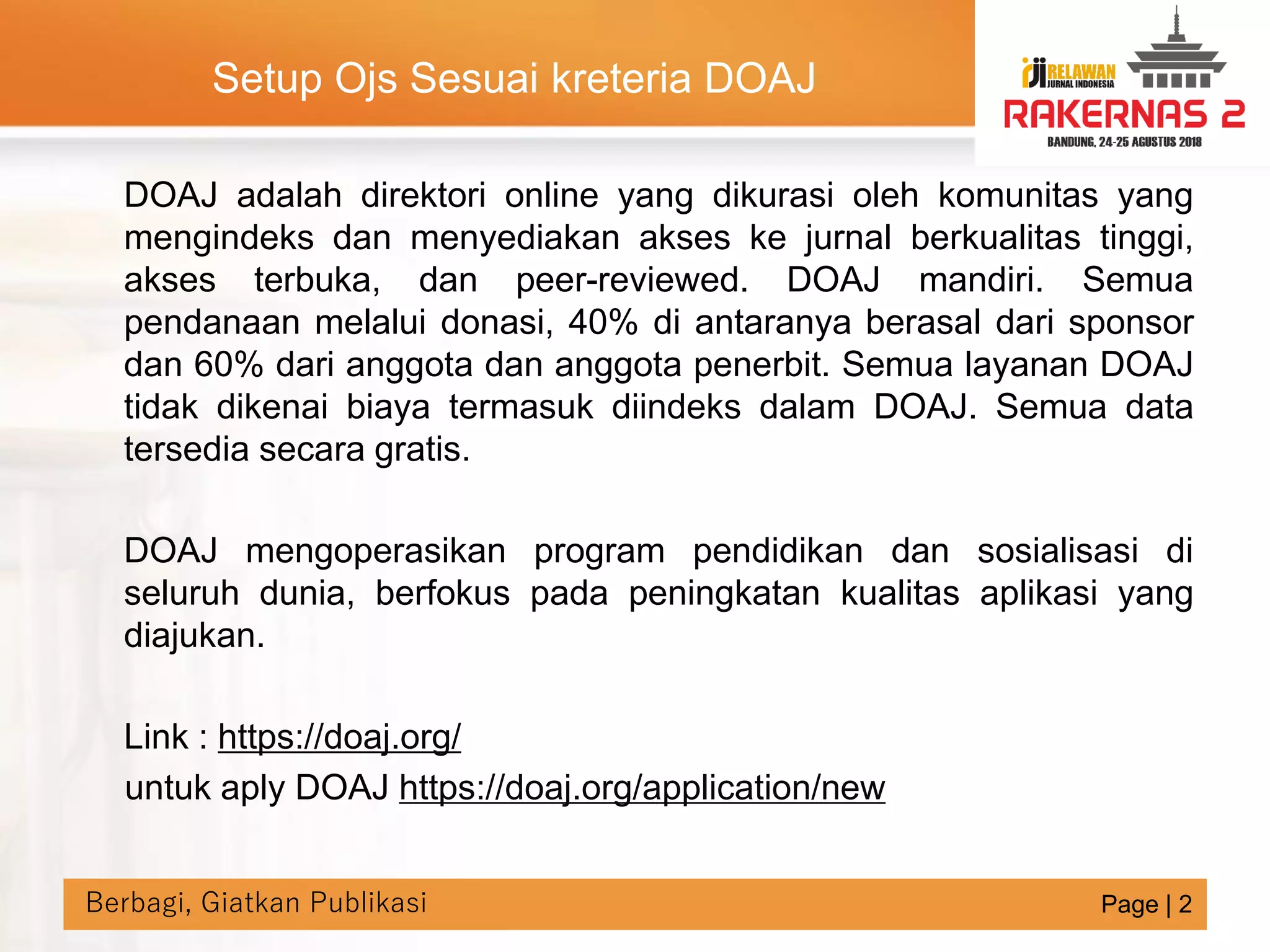 SETUP OJS SESUAI STANDAR DOAJ | PPT