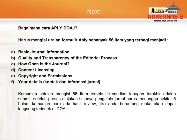 SETUP OJS SESUAI STANDAR DOAJ | PPT