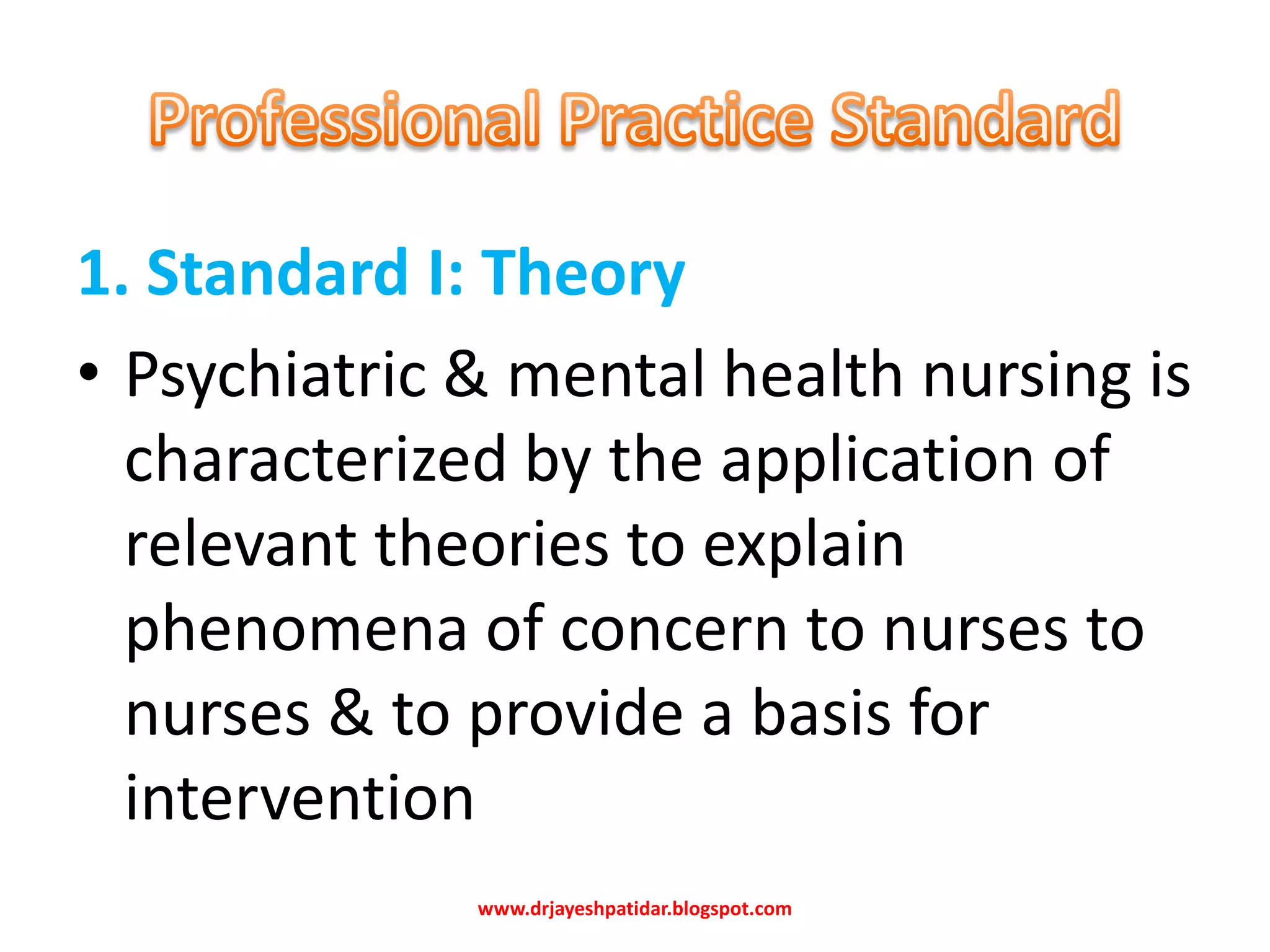 Standard of mental health nursing | PPSX