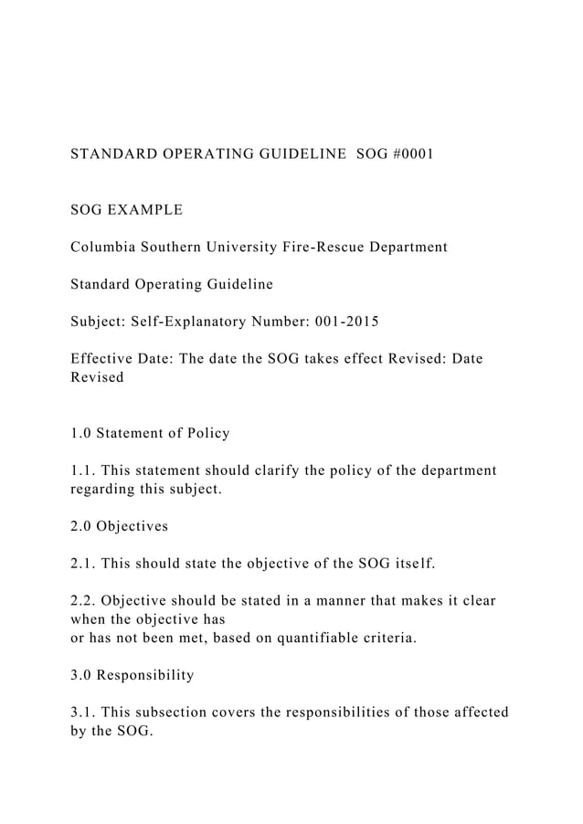 STANDARD OPERATING GUIDELINE SOG #0001 SOG EXAMPLE .docx