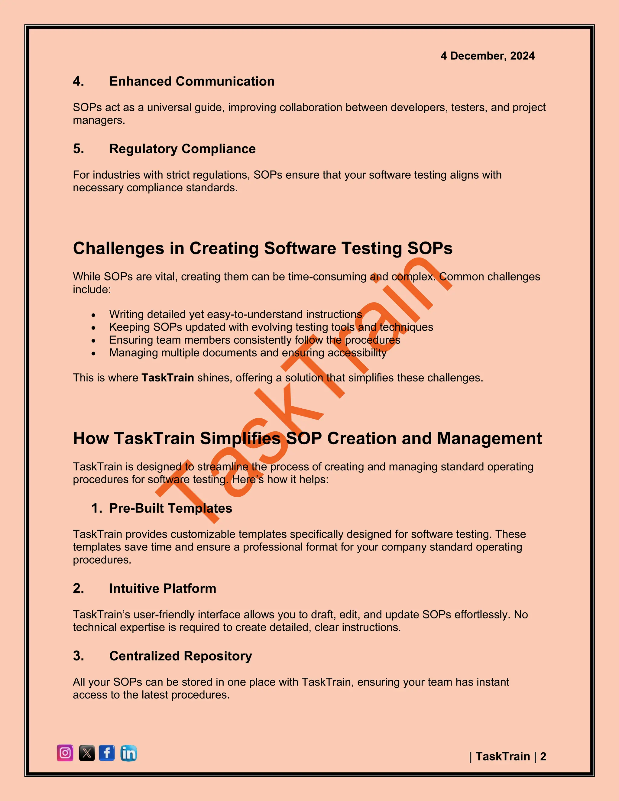 Standard Operating Procedure for Software Testing Create SOPs with ...