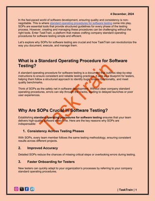 Standard Operating Procedure for Software Testing Create SOPs with ...
