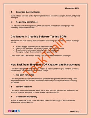 Standard Operating Procedure for Software Testing Create SOPs with ...