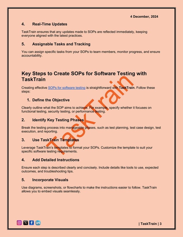 Standard Operating Procedure for Software Testing Create SOPs with ...