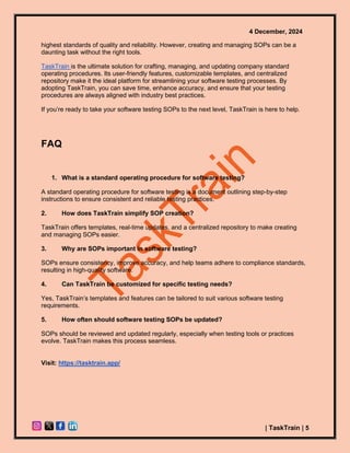 Standard Operating Procedure for Software Testing Create SOPs with ...