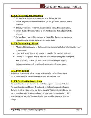 Standard Operating Procedure of Laundry Department | PDF