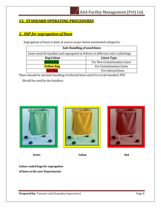 Standard Operating Procedure of Laundry Department | PDF