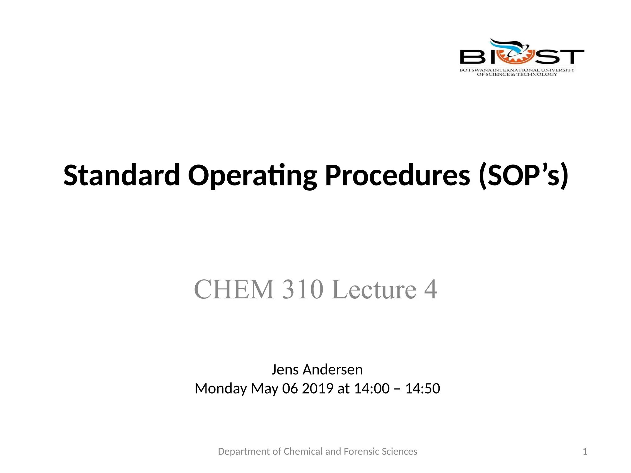 standard operating procedures for laboratories | PPTX