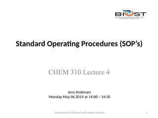 standard operating procedures for laboratories | PPTX