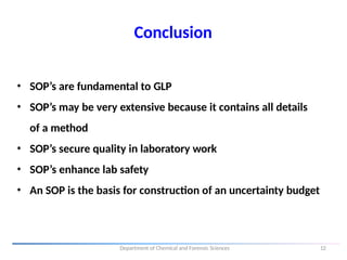 standard operating procedures for laboratories | PPTX