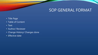 Standard operating procedure (sop) | PPTX