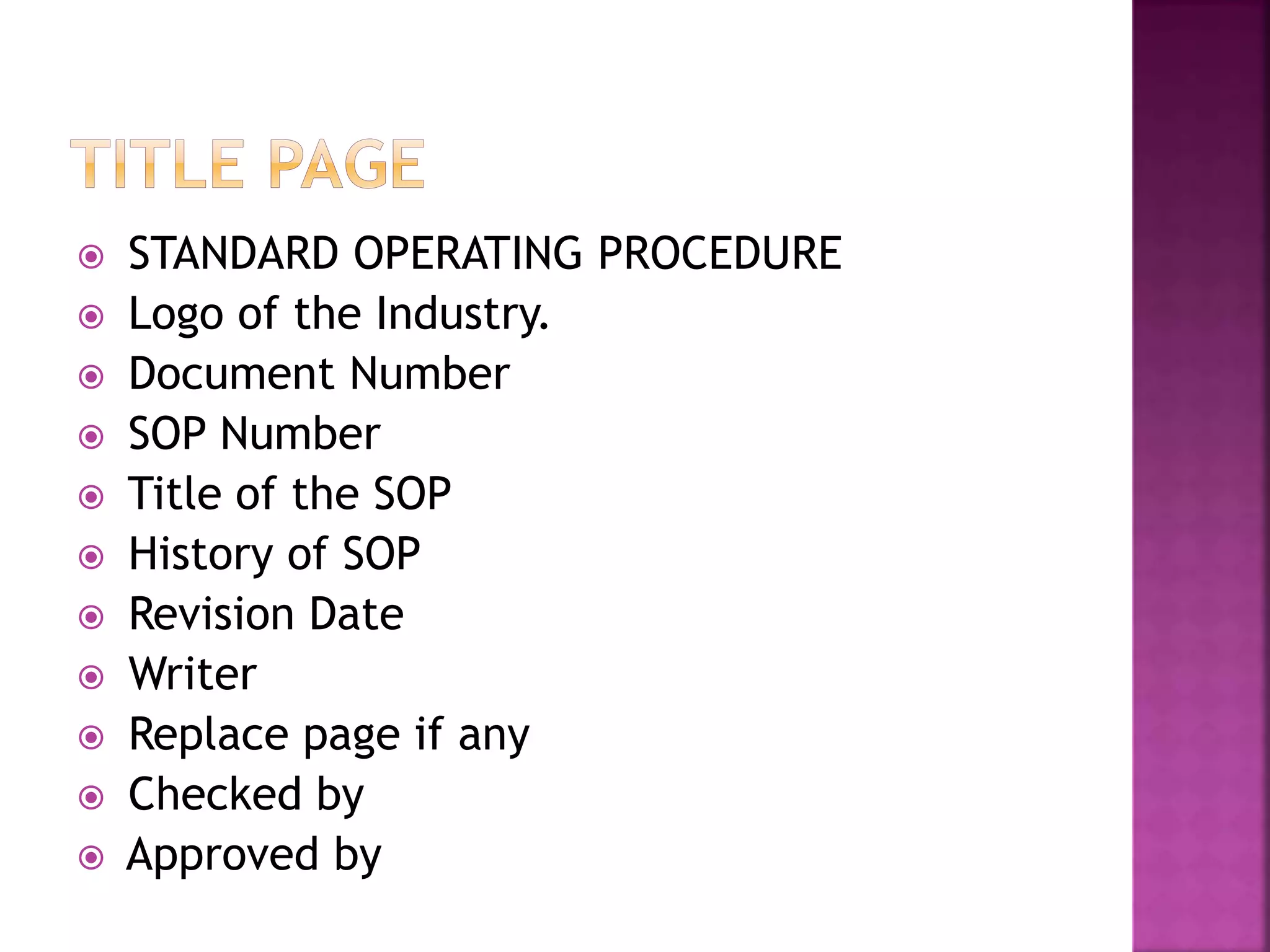 Standard operating procedure(sop)assignment | PPTX
