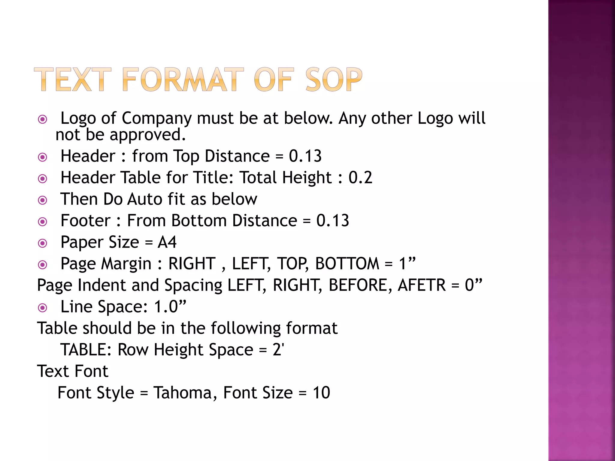 Standard operating procedure(sop)assignment | PPTX