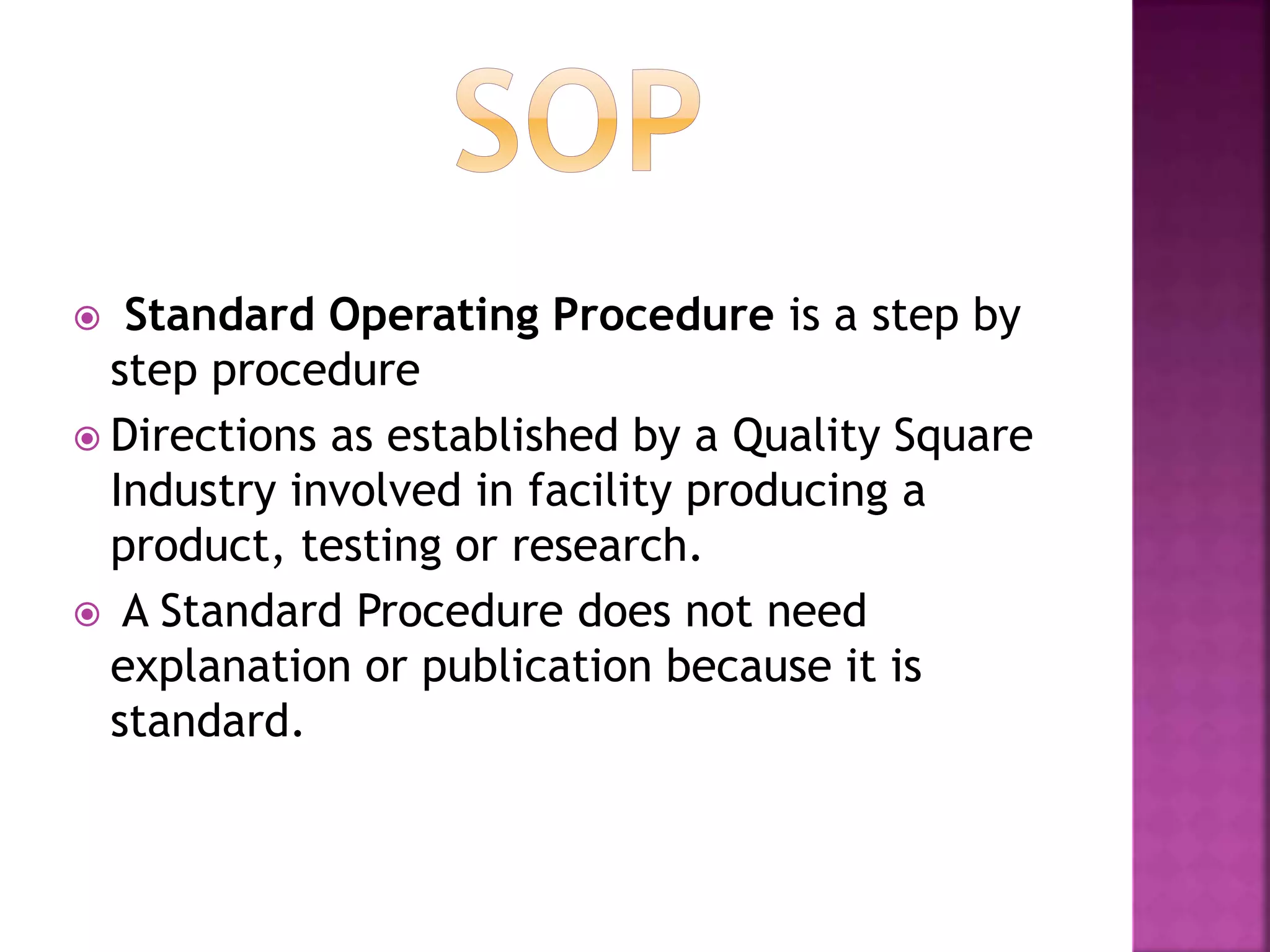 Standard operating procedure(sop)assignment | PPTX