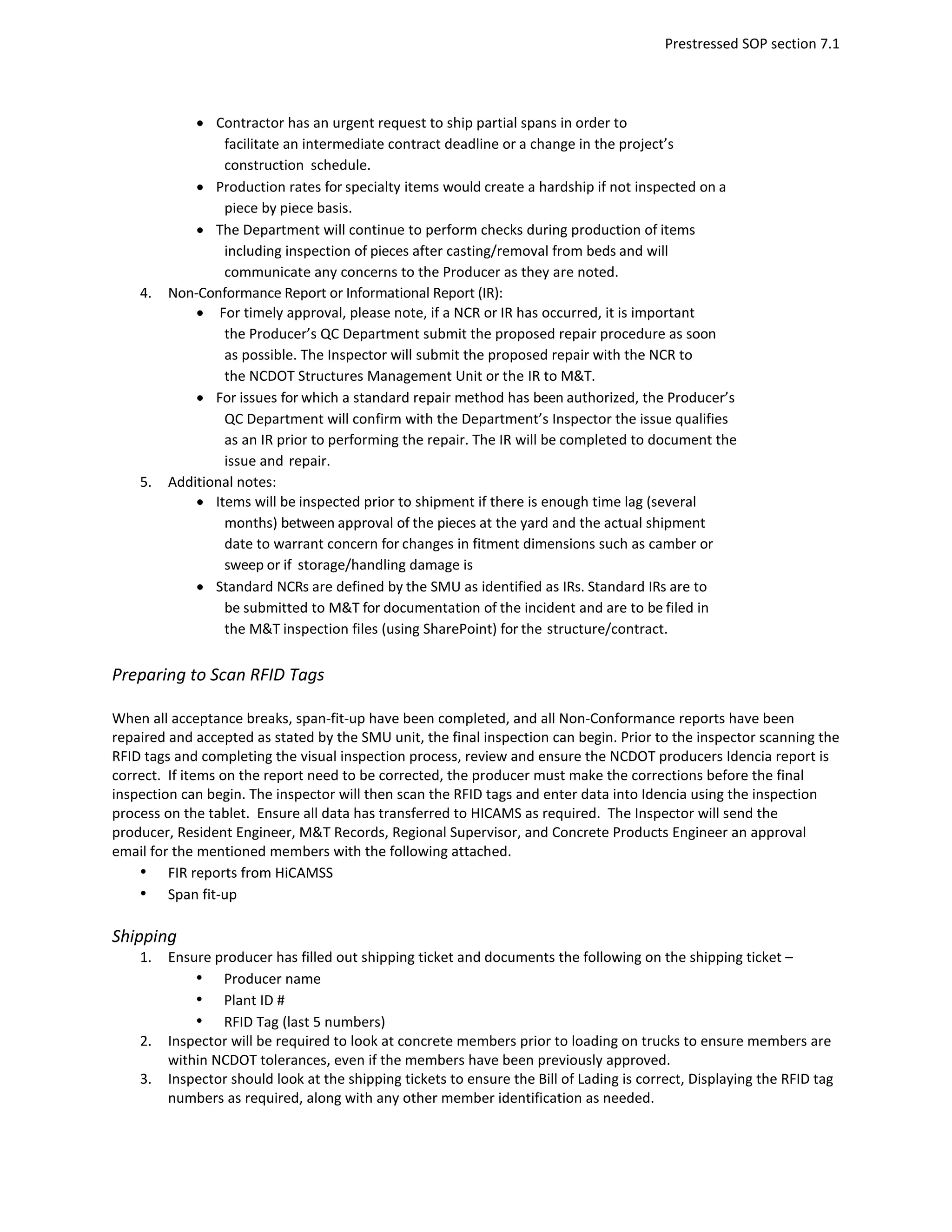 Standard Operating Procedures SOP for Prestressed Concrete Members ...