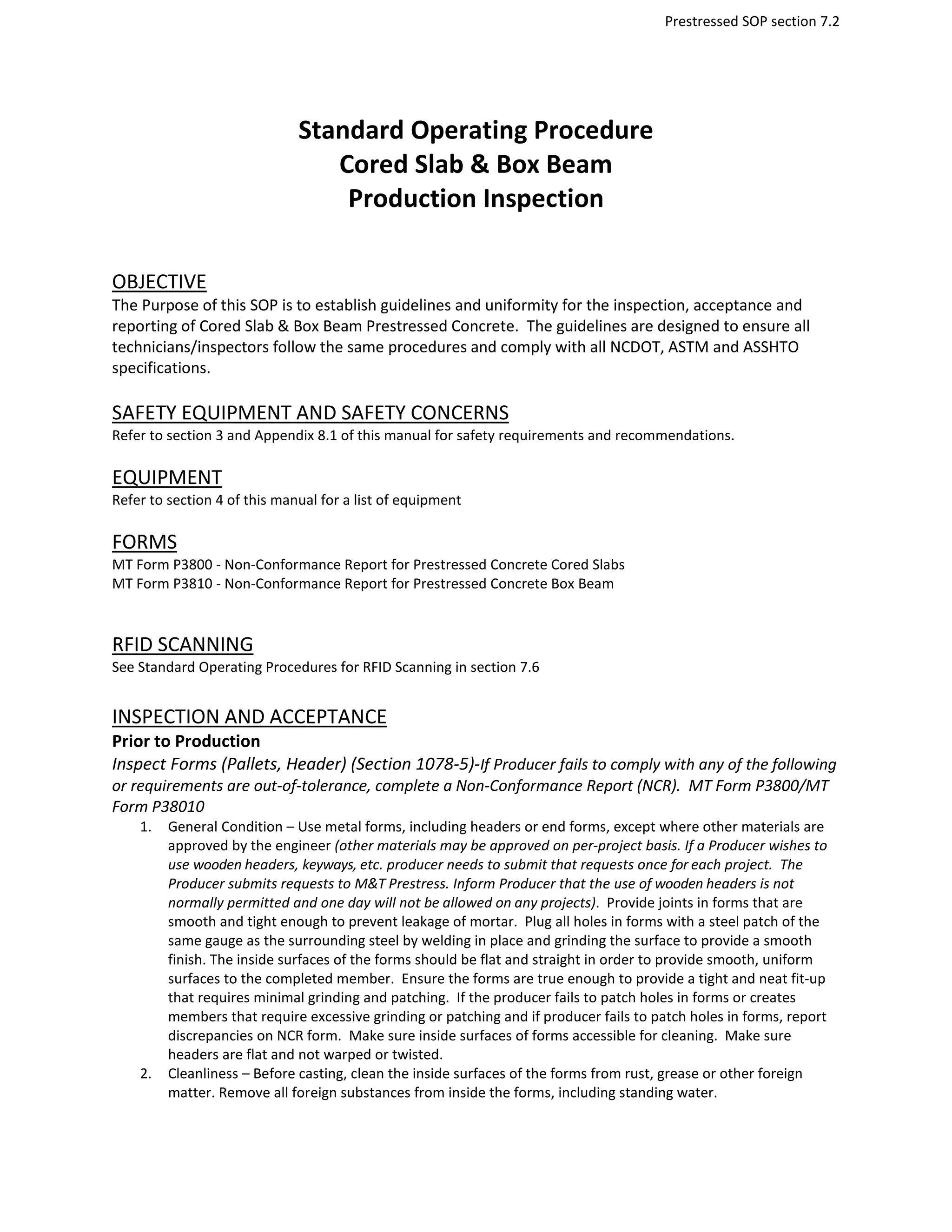 Standard Operating Procedures SOP for Prestressed Concrete Members ...