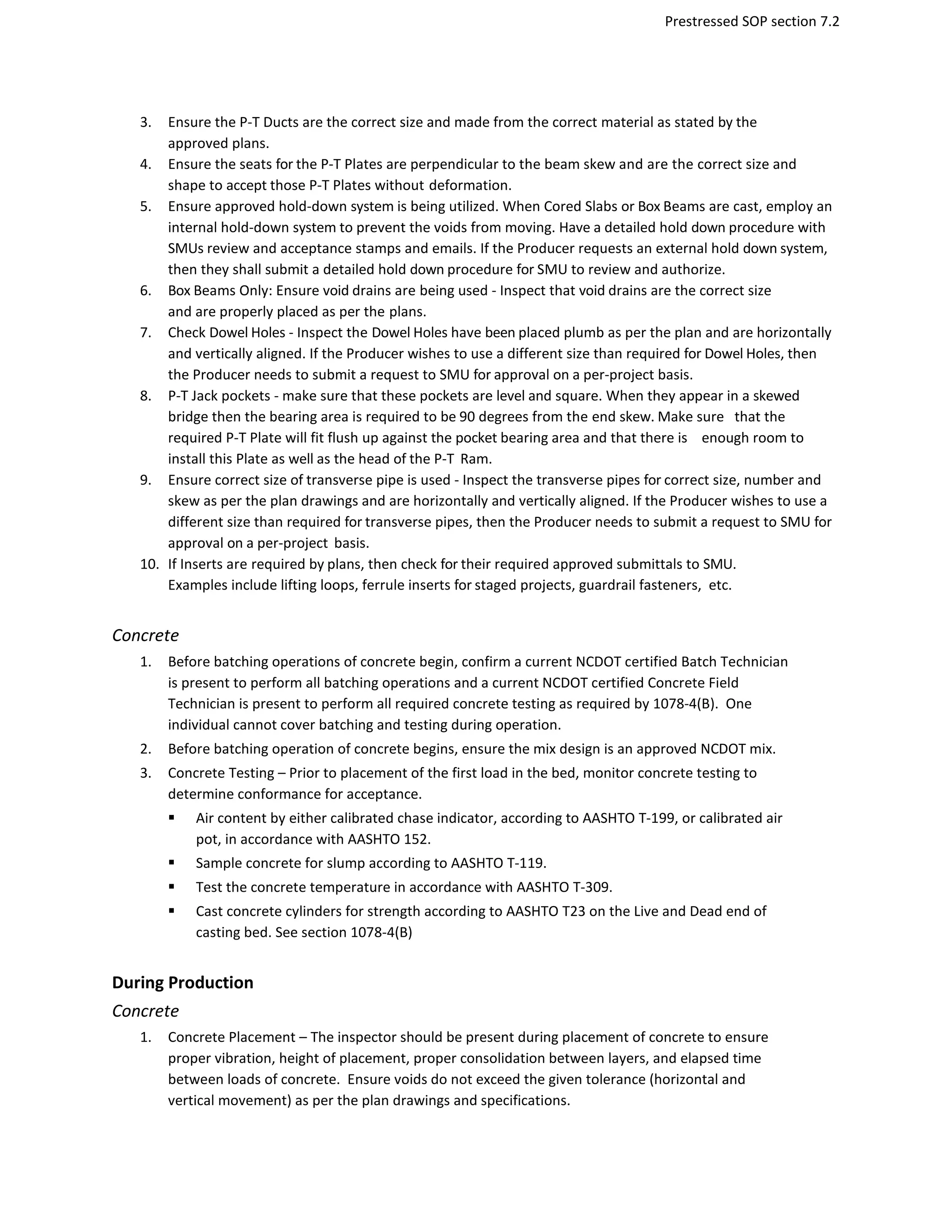 Standard Operating Procedures SOP for Prestressed Concrete Members ...