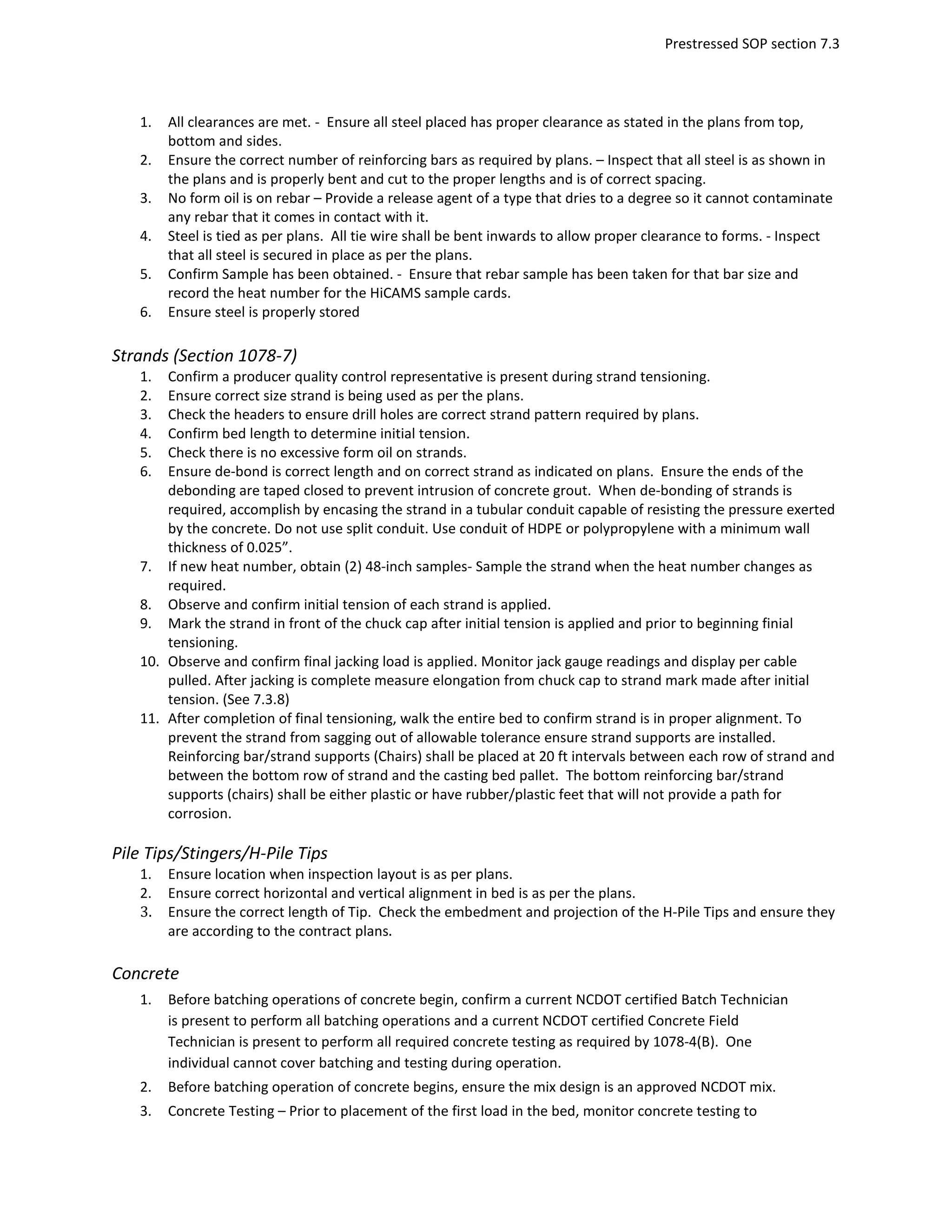 Standard Operating Procedures SOP for Prestressed Concrete Members ...