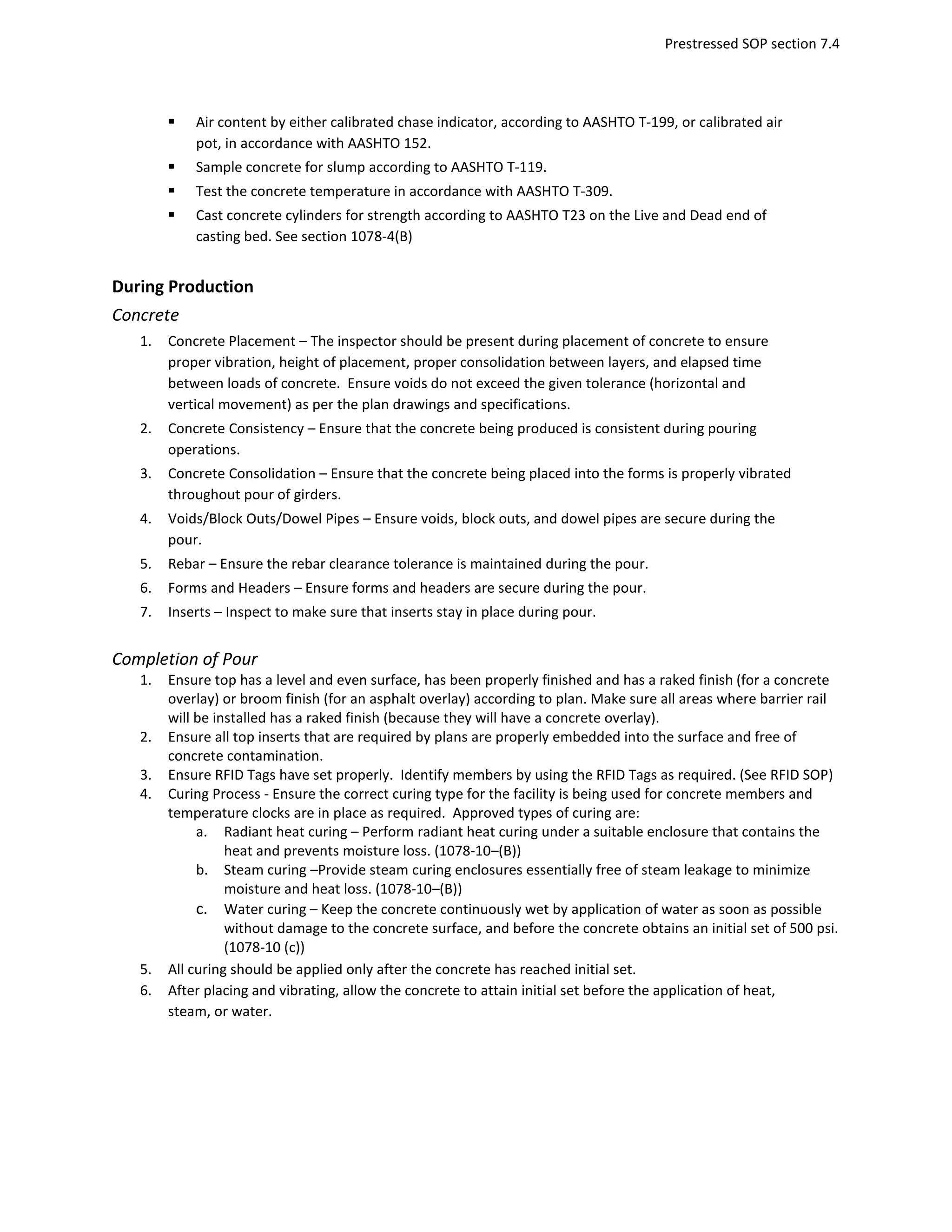 Standard Operating Procedures SOP for Prestressed Concrete Members ...