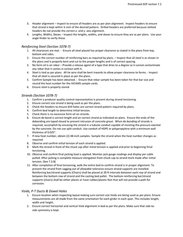 Standard Operating Procedures SOP for Prestressed Concrete Members ...