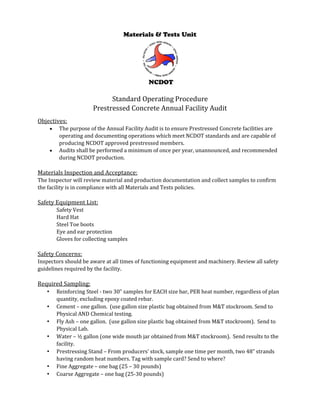 Standard Operating Procedures SOP for Prestressed Concrete Members ...