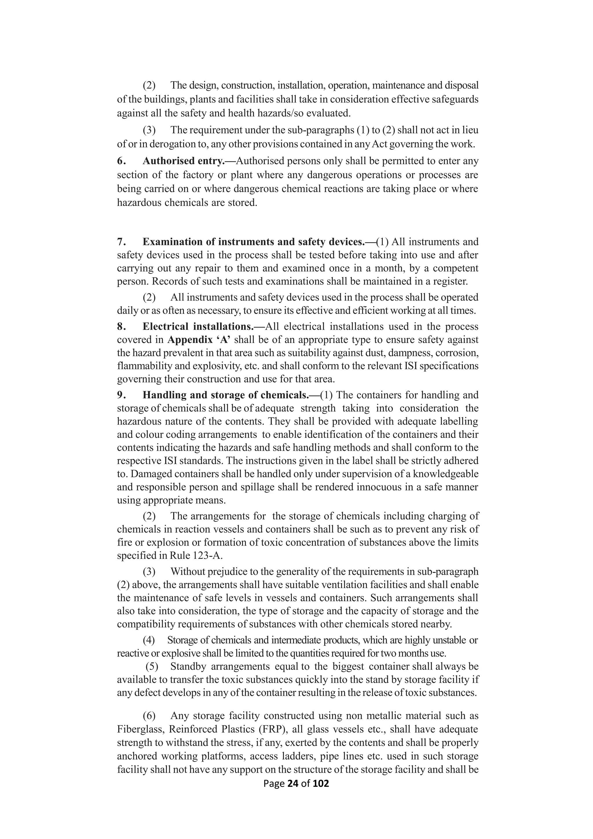 Standard Operating Procedures (SOPs) for safe operations on hazardous and dangerous ...