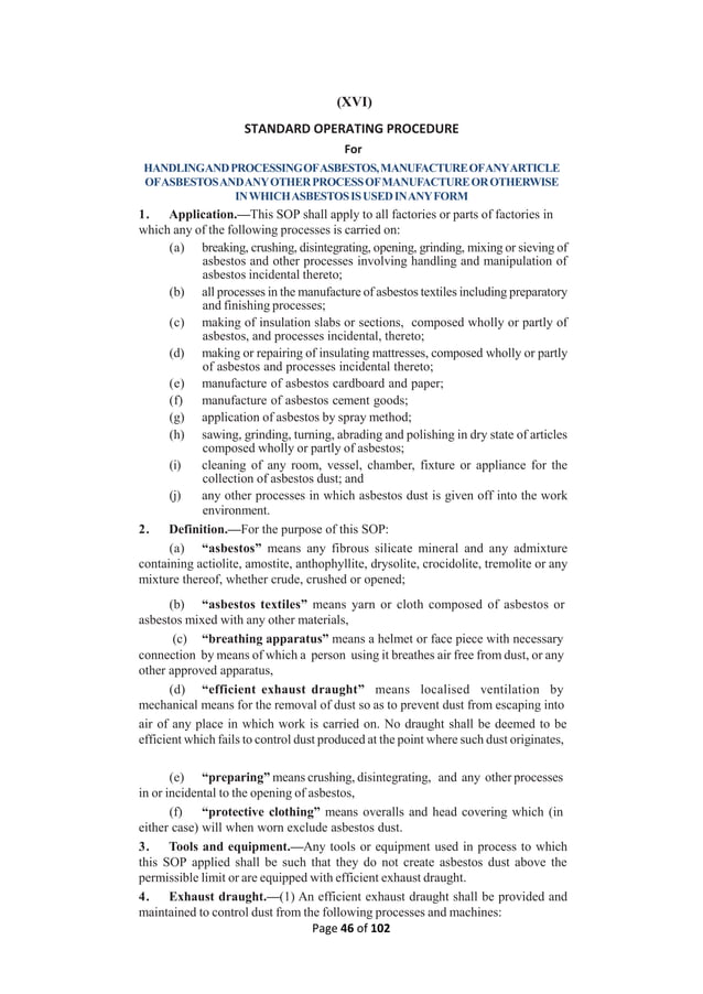 Standard Operating Procedures (SOPs) for safe operations on hazardous ...