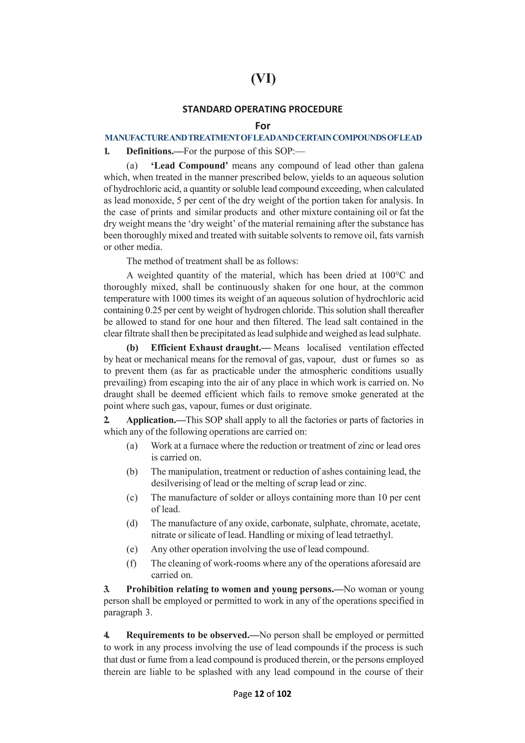 Standard Operating Procedures (SOPs) for safe operations on hazardous ...