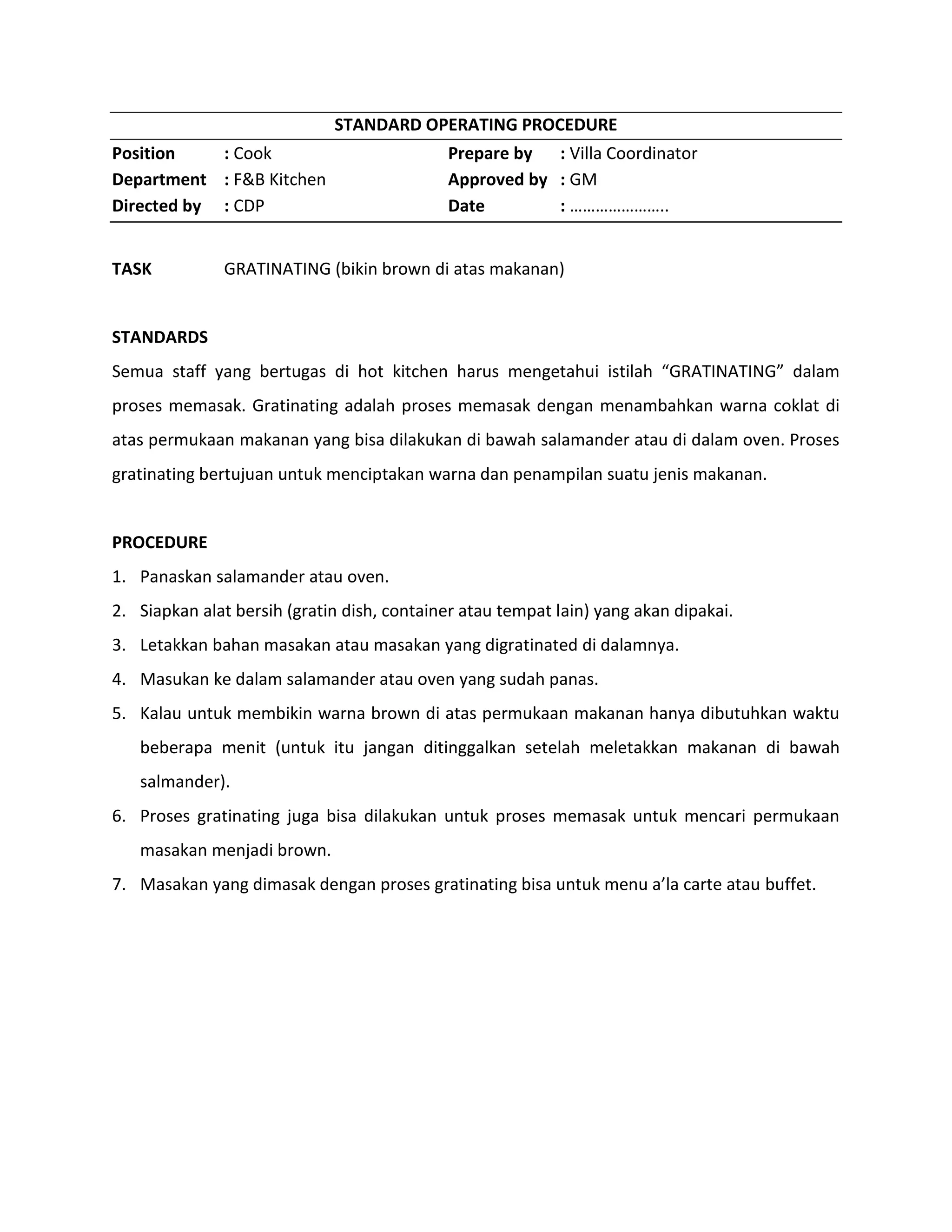 Standard operational procedure fbp | DOCX