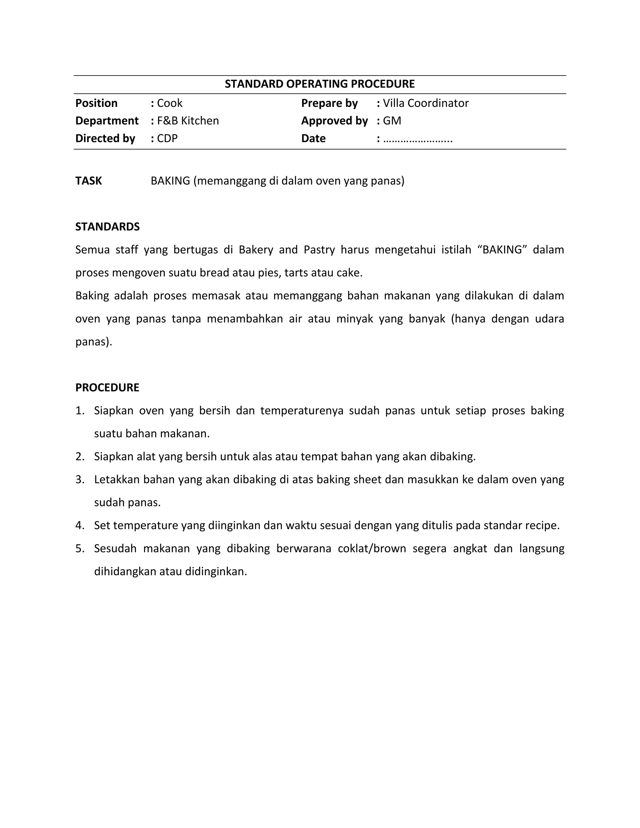 Standard operational procedure fbp | DOCX