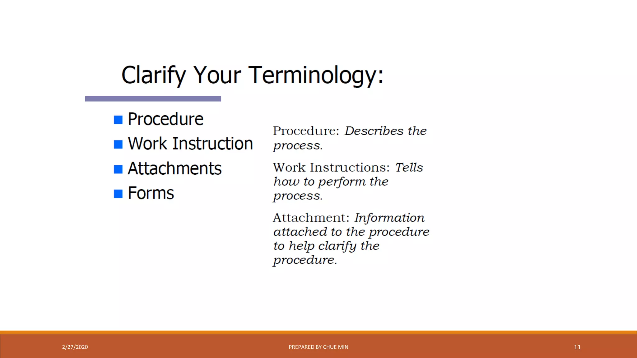 Standard operation procedure (SOP) presented by Chue Min | PPTX