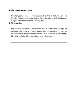 Six Standard parts of a letter | DOCX