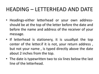 Standard parts of letter | PPTX