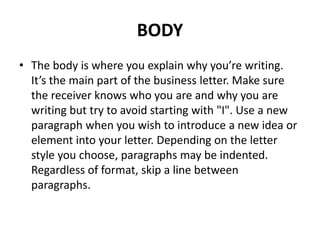 Standard parts of letter | PPTX