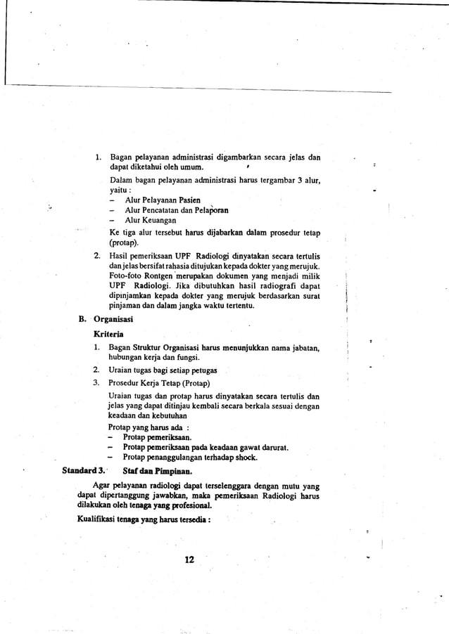 Standard pelayanan radiologi rsu kelas c dan d | PDF
