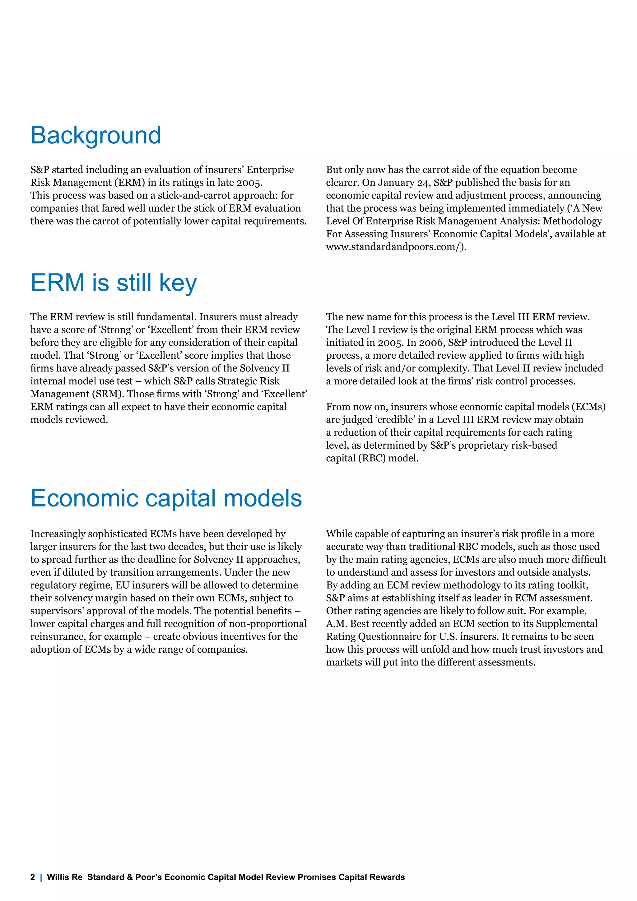 Standard & Poor’s Economic Capital Model Review Promises Capital ...