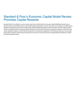 Standard & Poor’s Economic Capital Model Review Promises Capital ...