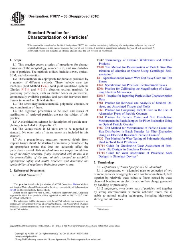 Standard practice for characterization of particles astm | PDF