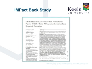 What is the STarT Back approach? | PPT