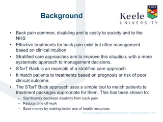 What is the STarT Back approach? | PPT