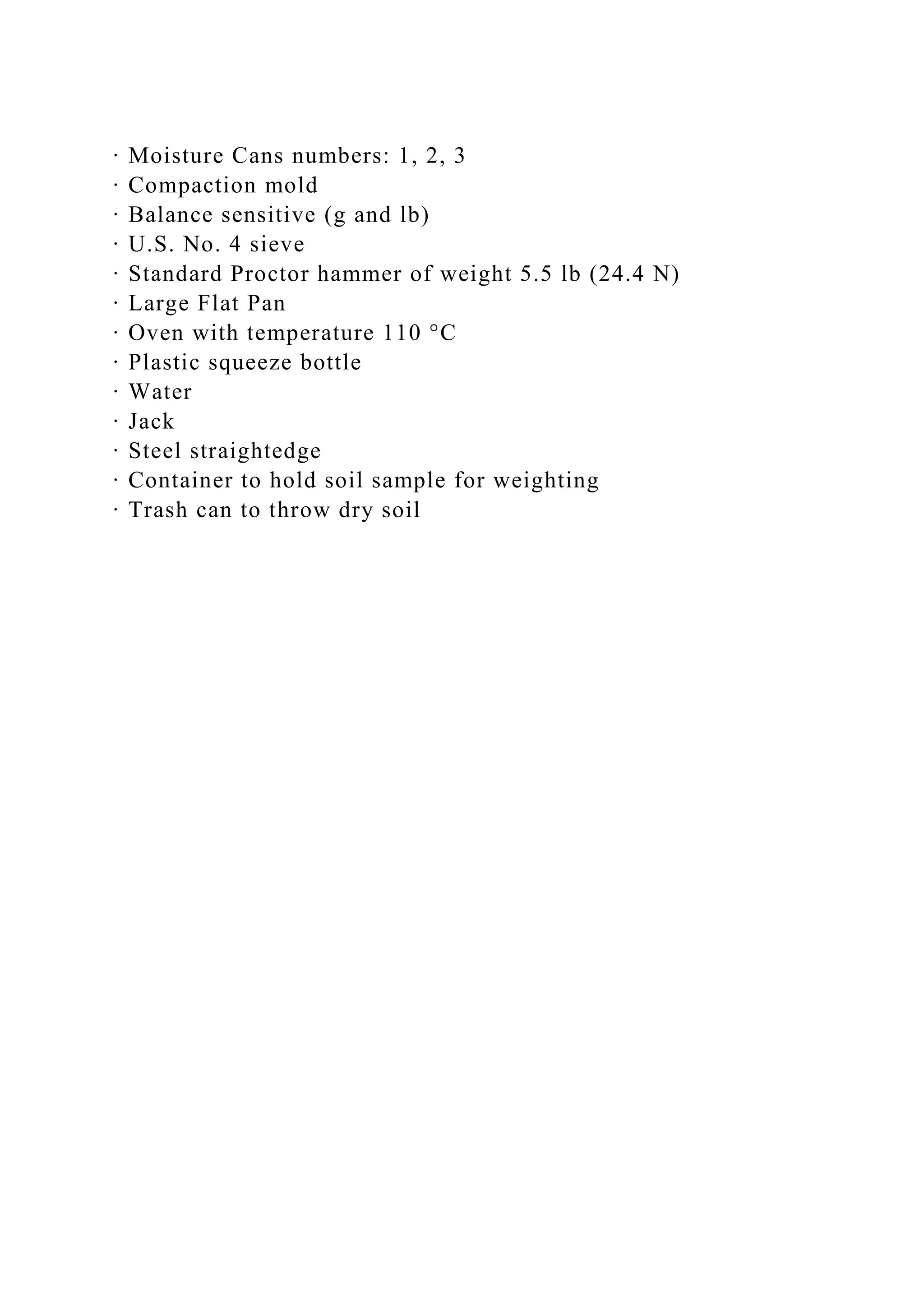 Standard Proctor Compaction TestName .docx | Standardized Testing ...