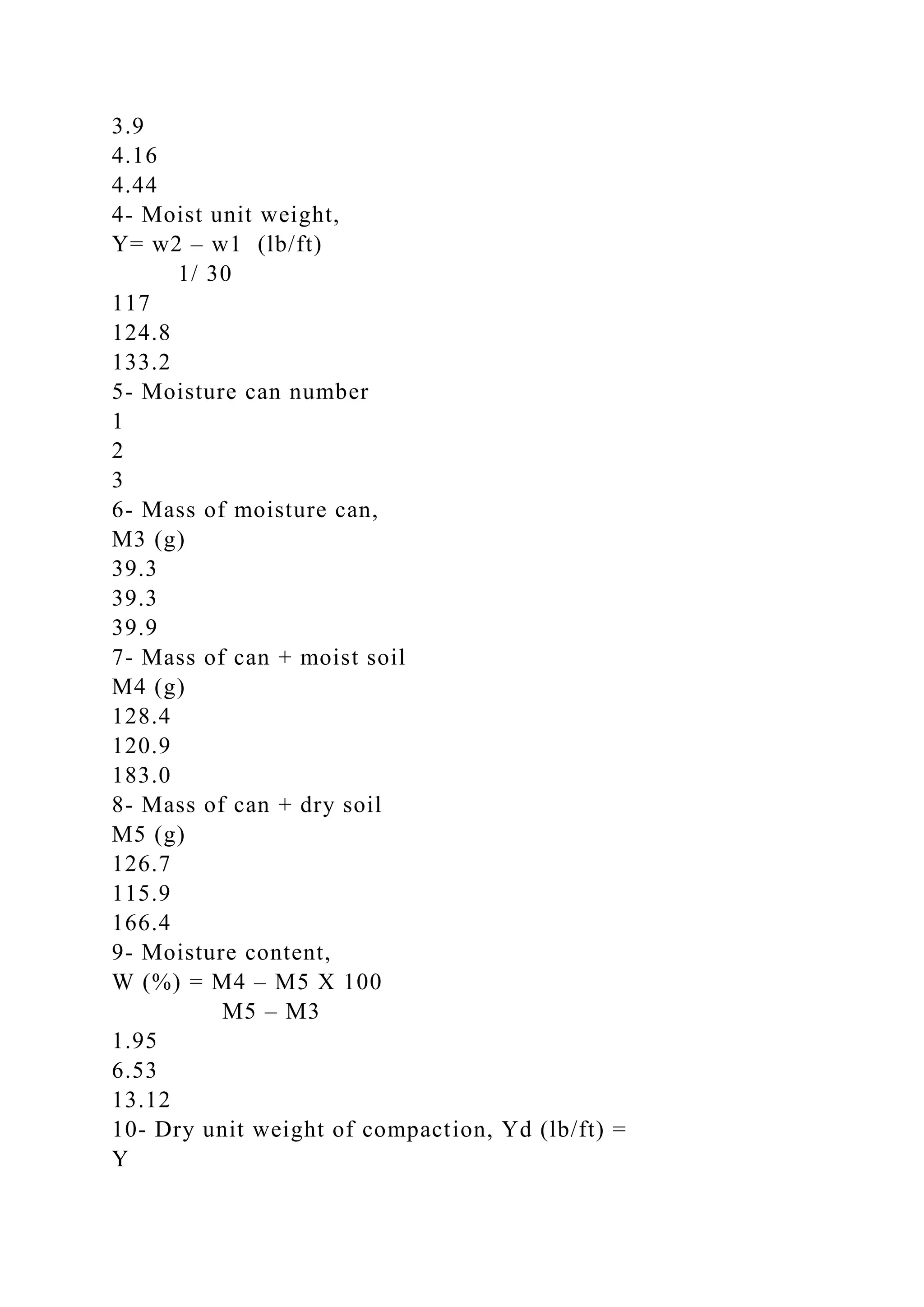 Standard Proctor Compaction TestName .docx | Standardized Testing ...