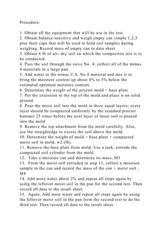 Standard Proctor Compaction TestName .docx | Standardized Testing ...