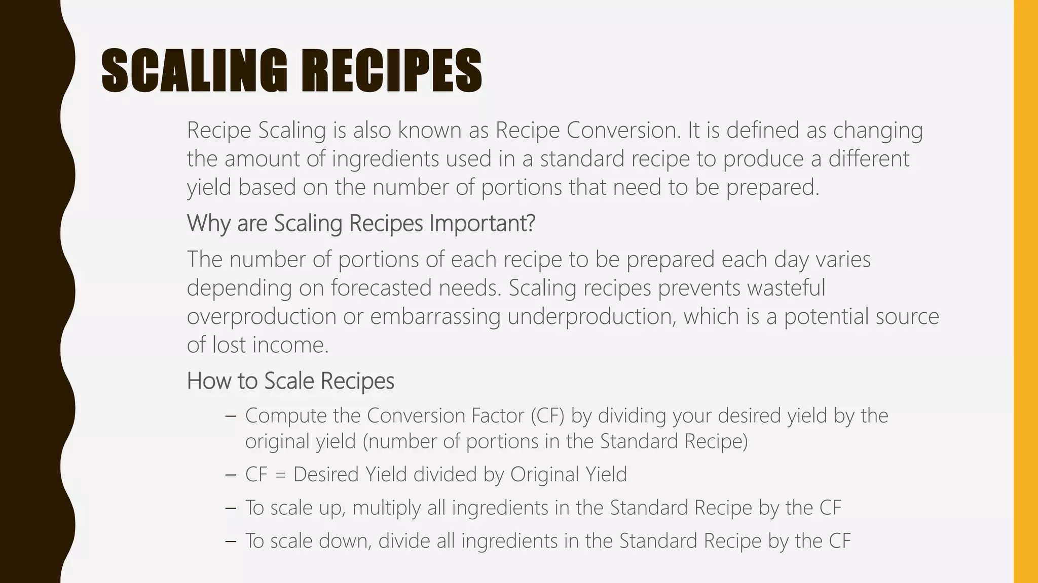 Standard recipes and how to scale them | PPTX