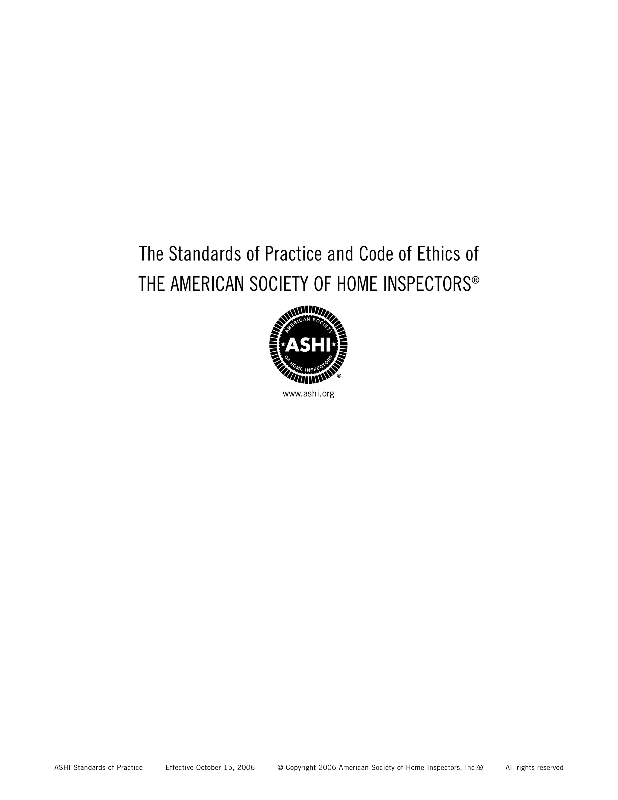 ASHI Standards of Practice and Code of Ethics | PDF