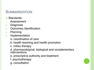 Standards, challenges and scope of psychiatric nursing | PPTX
